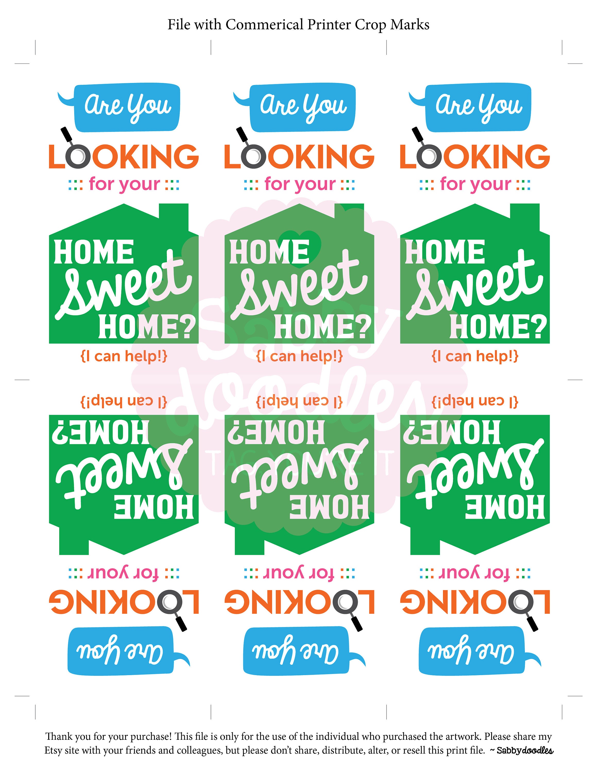 DIGITAL DOWNLOAD, 6 Tags per Sheet, Looking for Your Home Sweet Home ...