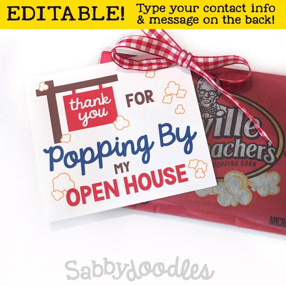 EDITABLE DIGITAL DOWNLOAD, 6 Tags/sheet, Thanks for Popping by My Open ...