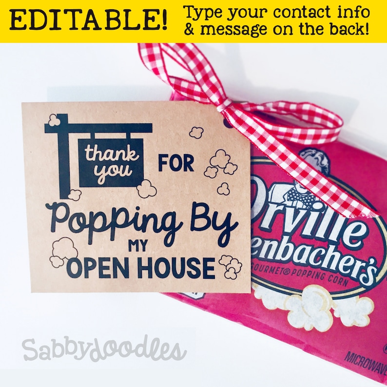 EDITABLE DIGITAL DOWNLOAD, 6 Tags/sheet, Thanks for Popping by My Open ...