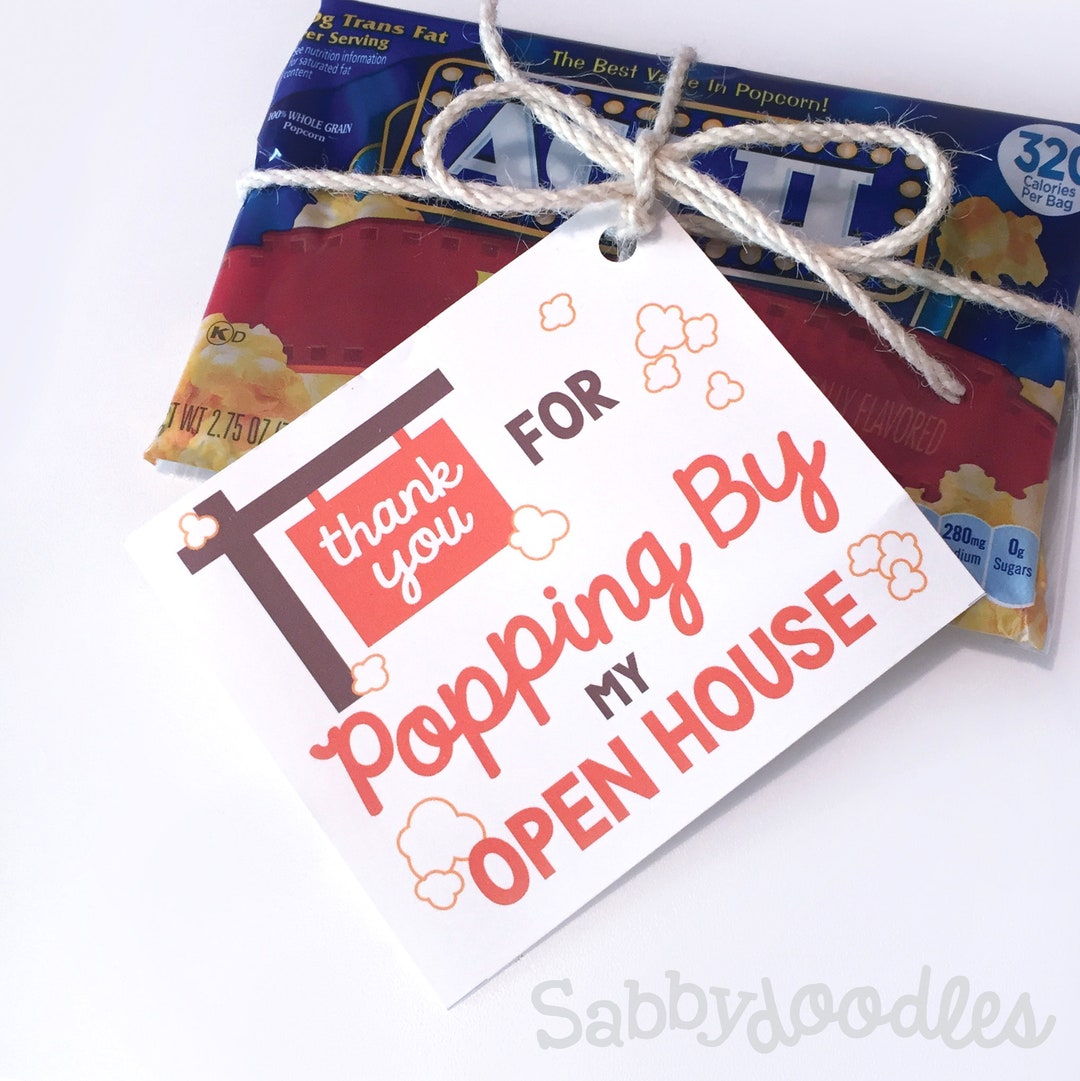 DIGITAL DOWNLOAD, 6 Tags per Sheet, Thanks for Popping by My Open House ...