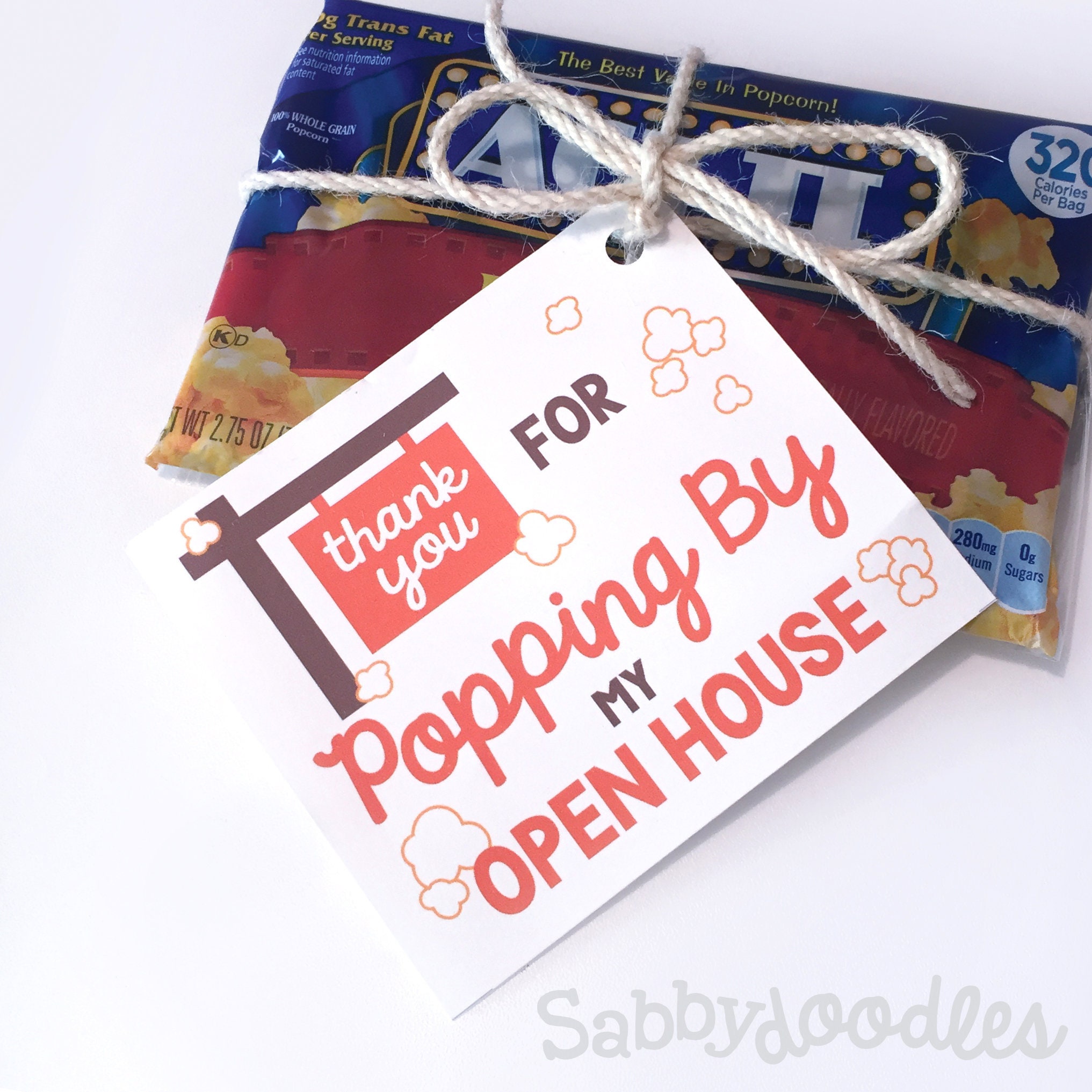 DIGITAL DOWNLOAD, 6 Tags per Sheet, Thanks for Popping by My Open House ...