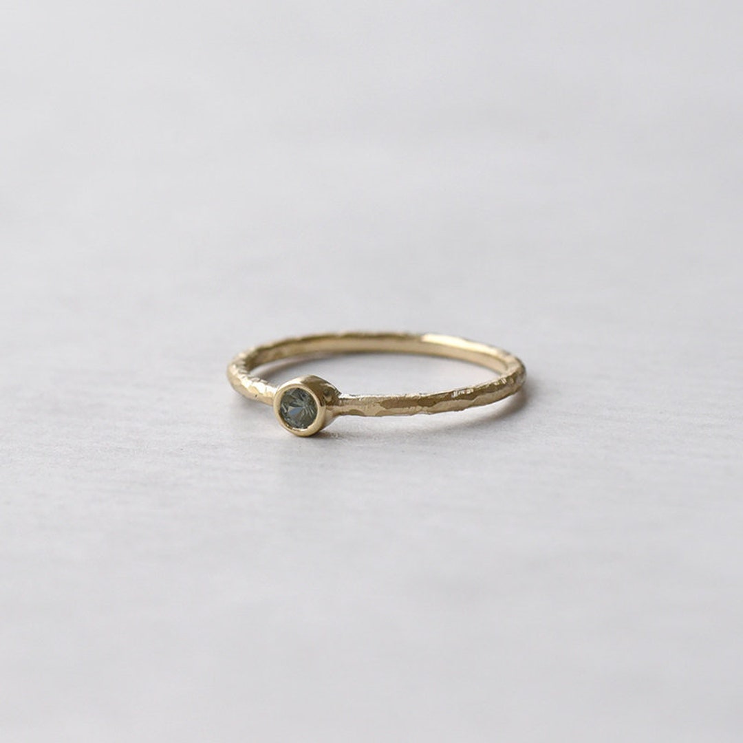 Green Sapphire Minimalist Solid Gold Ring | Stacking 14k Gold Sapphire ...