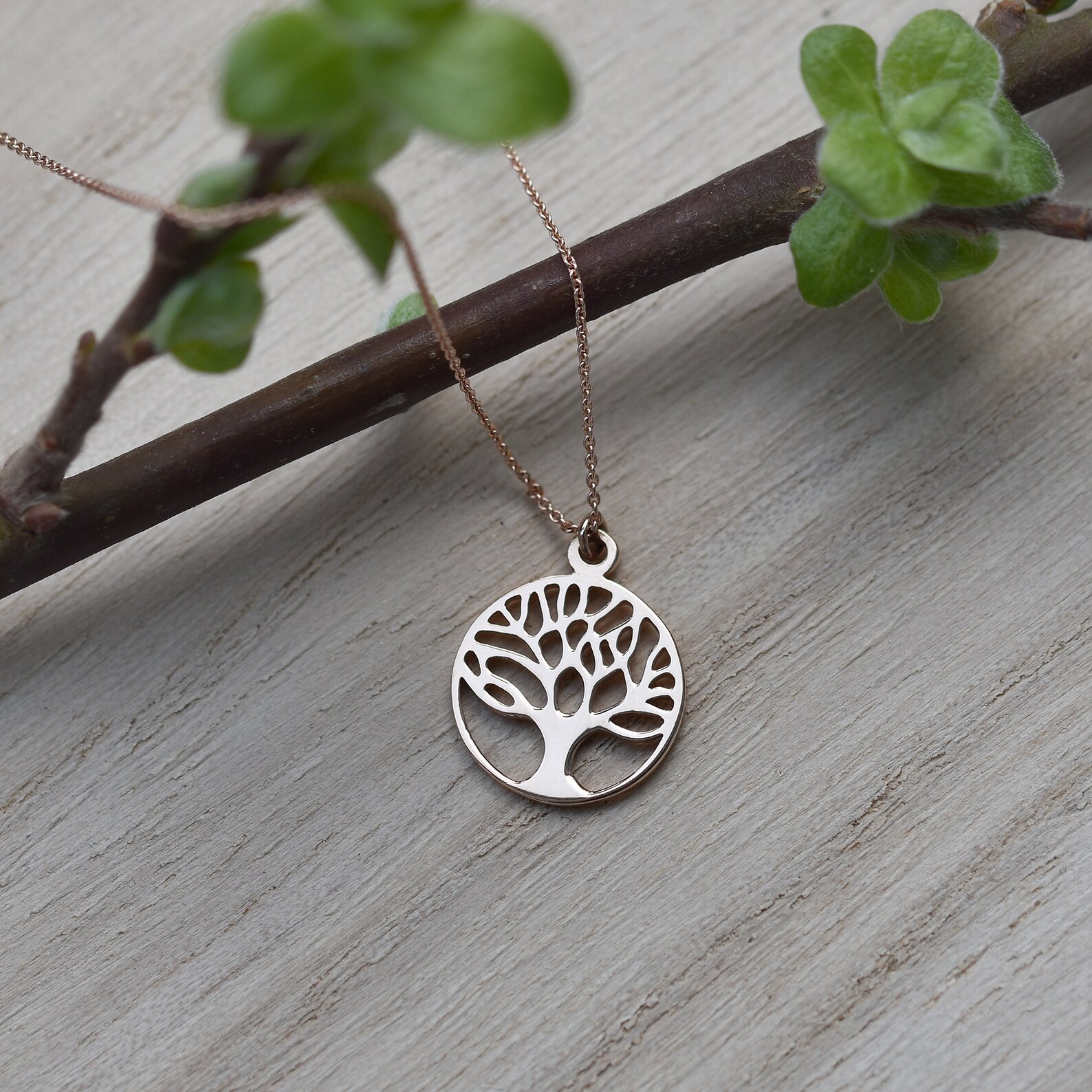 Tree of Life Solid Gold Necklace | 14k Gold Tree of Life Pendant | Yoga ...