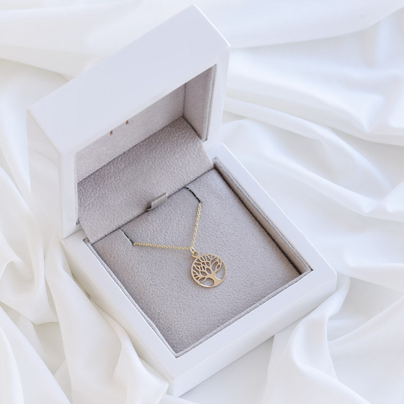 Tree of Life Solid Gold Necklace | 14k Gold Tree of Life Pendant | Yoga ...