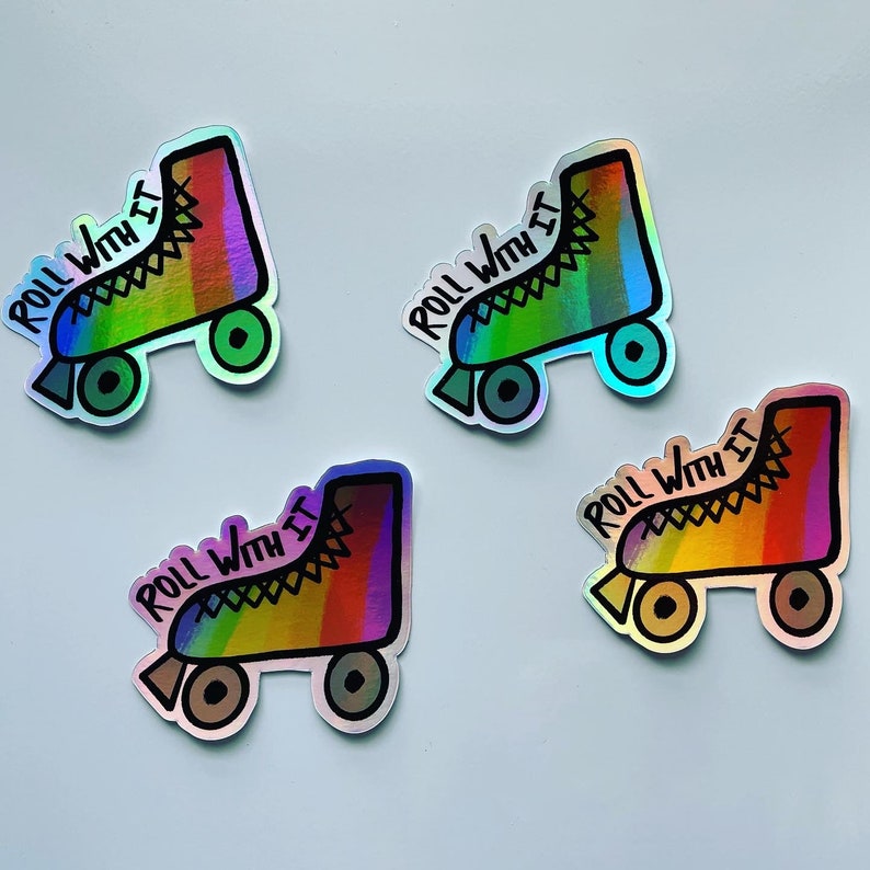 Die Cut Holographic Roller Skate Sticker | Rollerskate | Colorful ...