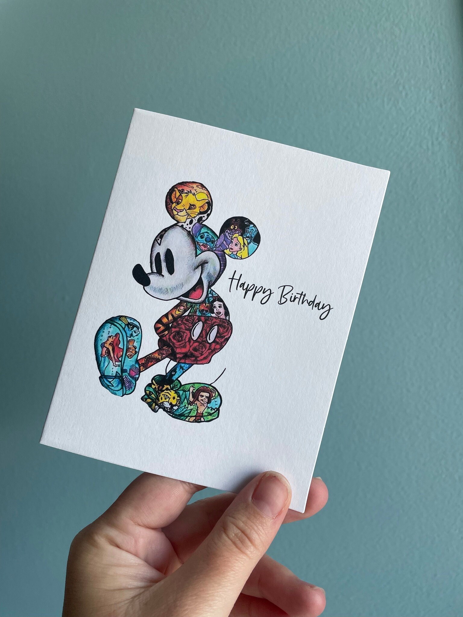 Disney Birthday Card Mickey Mouse Colorful Greeting Card - Etsy