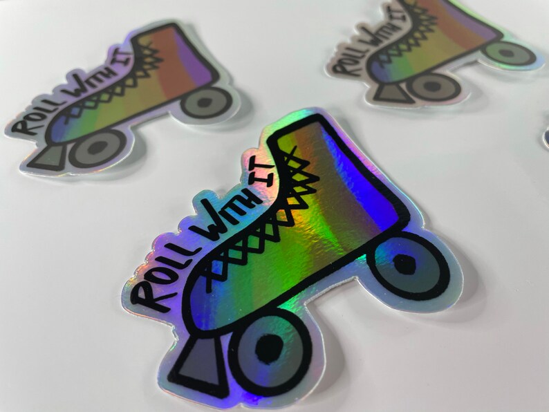 Die Cut Holographic Roller Skate Sticker | Rollerskate | Colorful ...