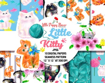 Cat Digital Paper. Kittens Scrapbook Paper. Cute Kitty - Etsy