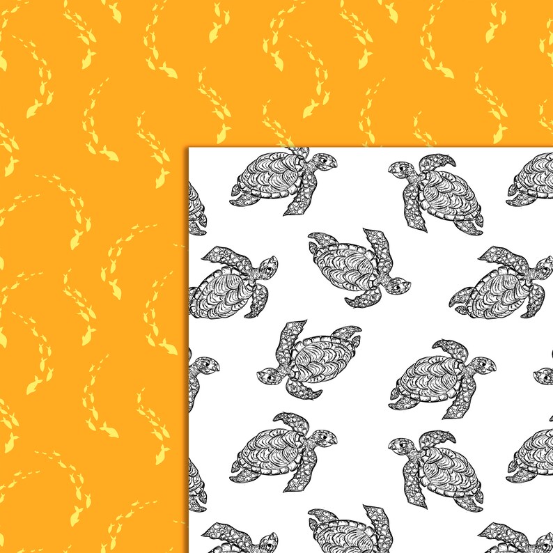 Mint Ocean Digital Paper Pack Sea Animals Papers Jellyfish Turtle ...