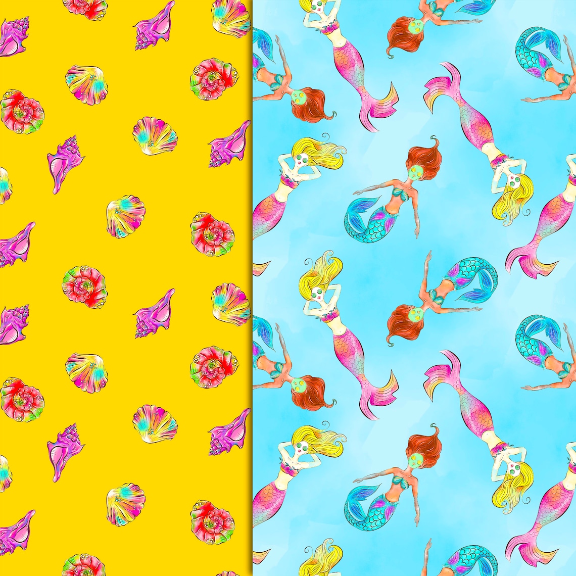 Mermaid Digital Paper Pack Scrapbook Papers Scrapbooking | Etsy
