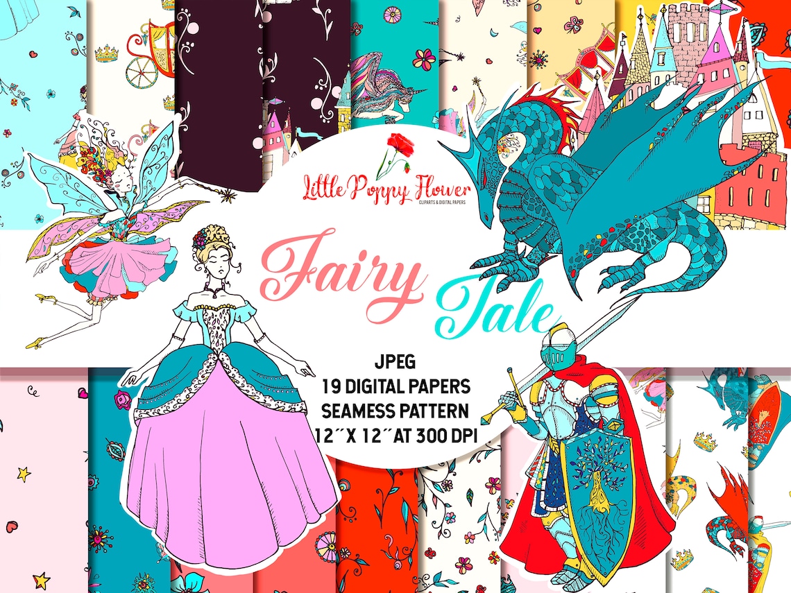 Fairy Tale Digital Paper Pack Scrapbook Papers Digital - Etsy