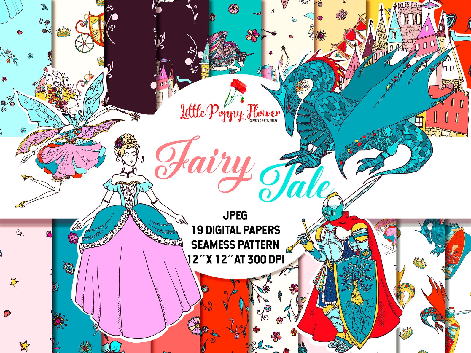 Fairy Tale Digital Paper Pack Scrapbook Papers Digital - Etsy
