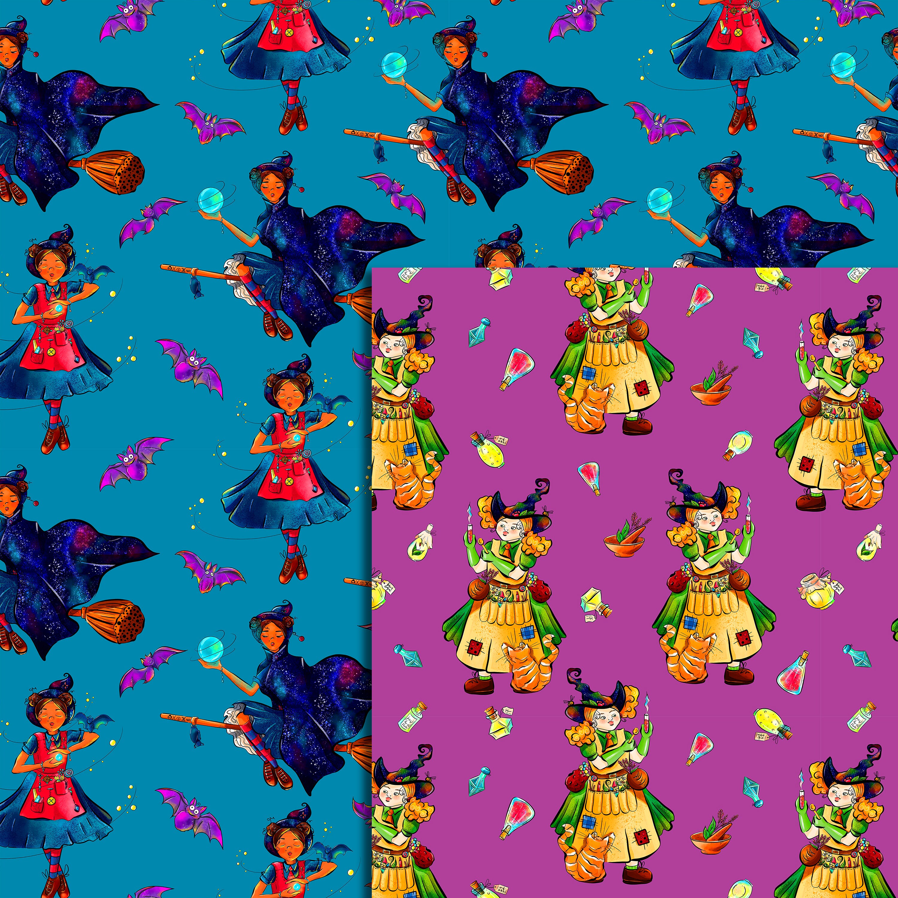 Witchcraft Digital Paper Pack Files, Witches Scrapbook Craft, Witch ...