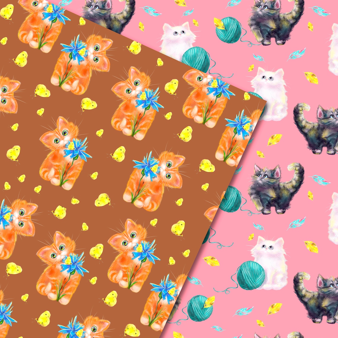 Cute Kittens Digital Paper Pack, Scrapbook Papers, Cat Scrapbook, Pet ...