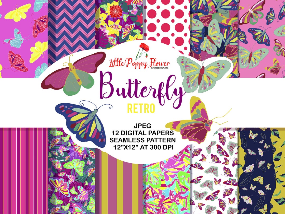 Butterfly Digital Scrapbook Paper, Instant Download, Butterflies Paper ...