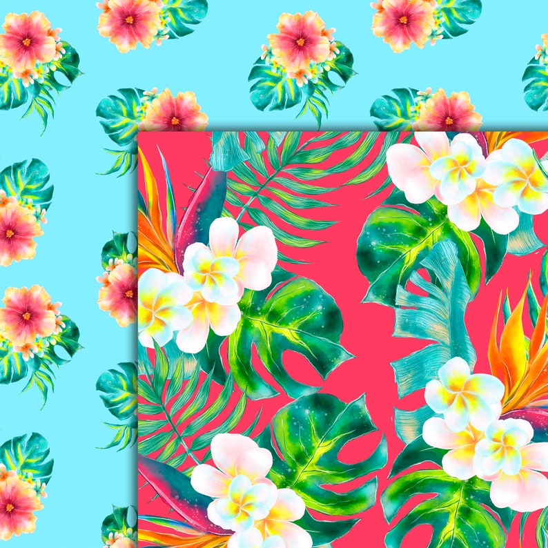 Tropical Digital Paper Pack, Scrapbook Papers, Digital Download ...