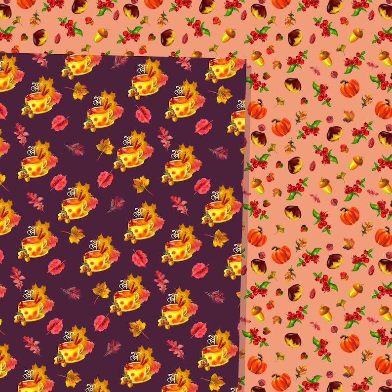 Fall Digital Paper, Autumn Patterns, Fall Seamless, Forest Creatures ...