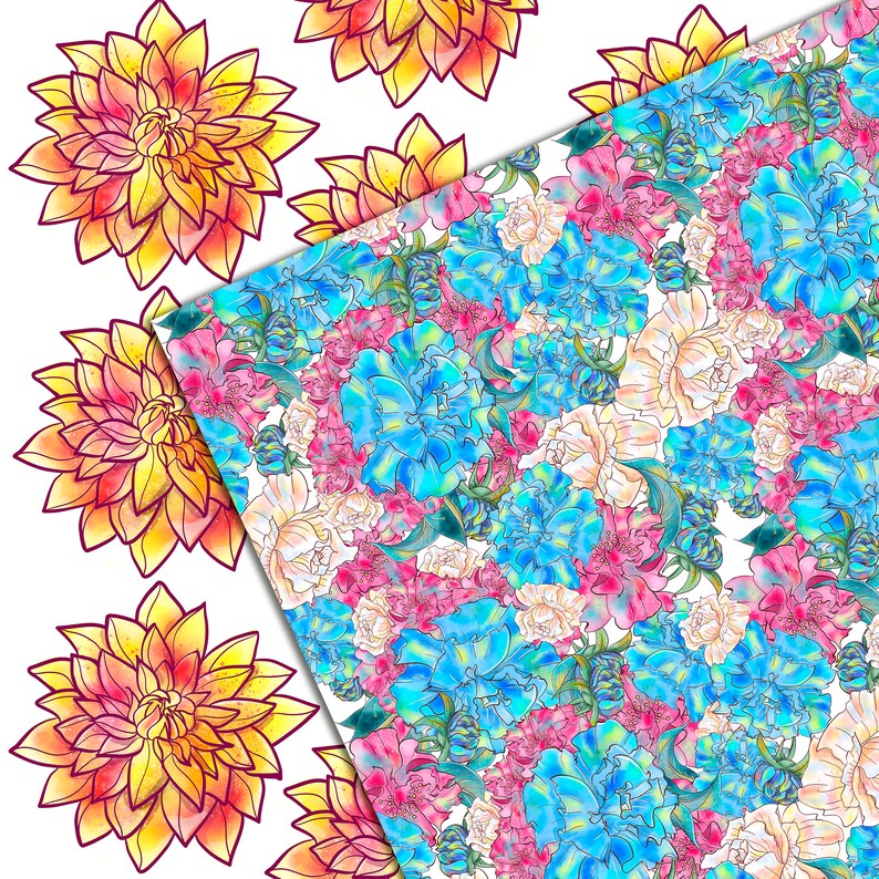Flower Digital Paper Pack, Scrapbook Papers, Scrapbook Kit, Digital ...