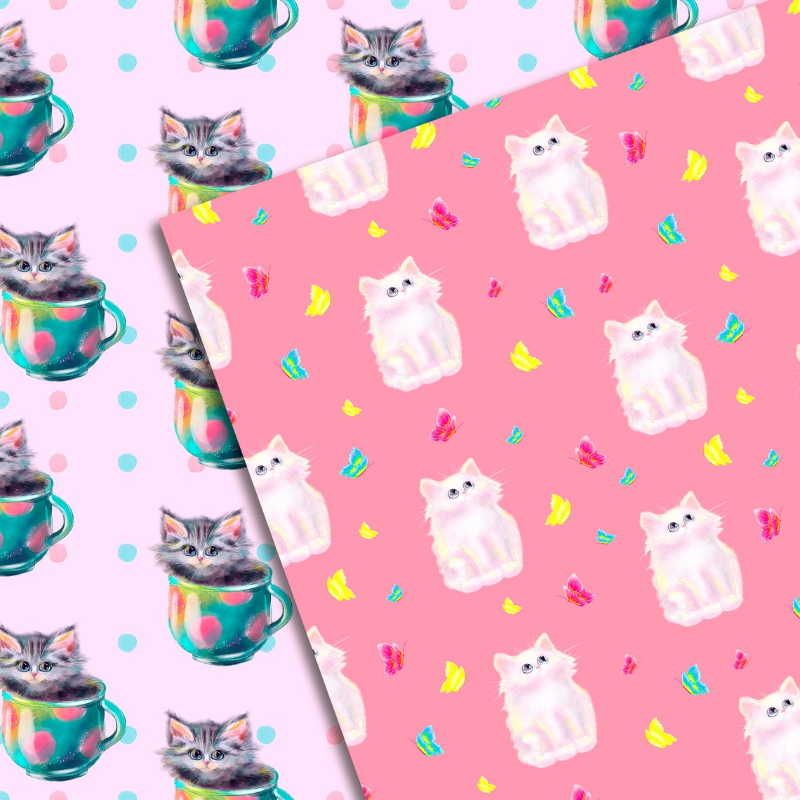 Cute Kittens Digital Paper Pack, Scrapbook Papers, Cat Scrapbook, Pet ...