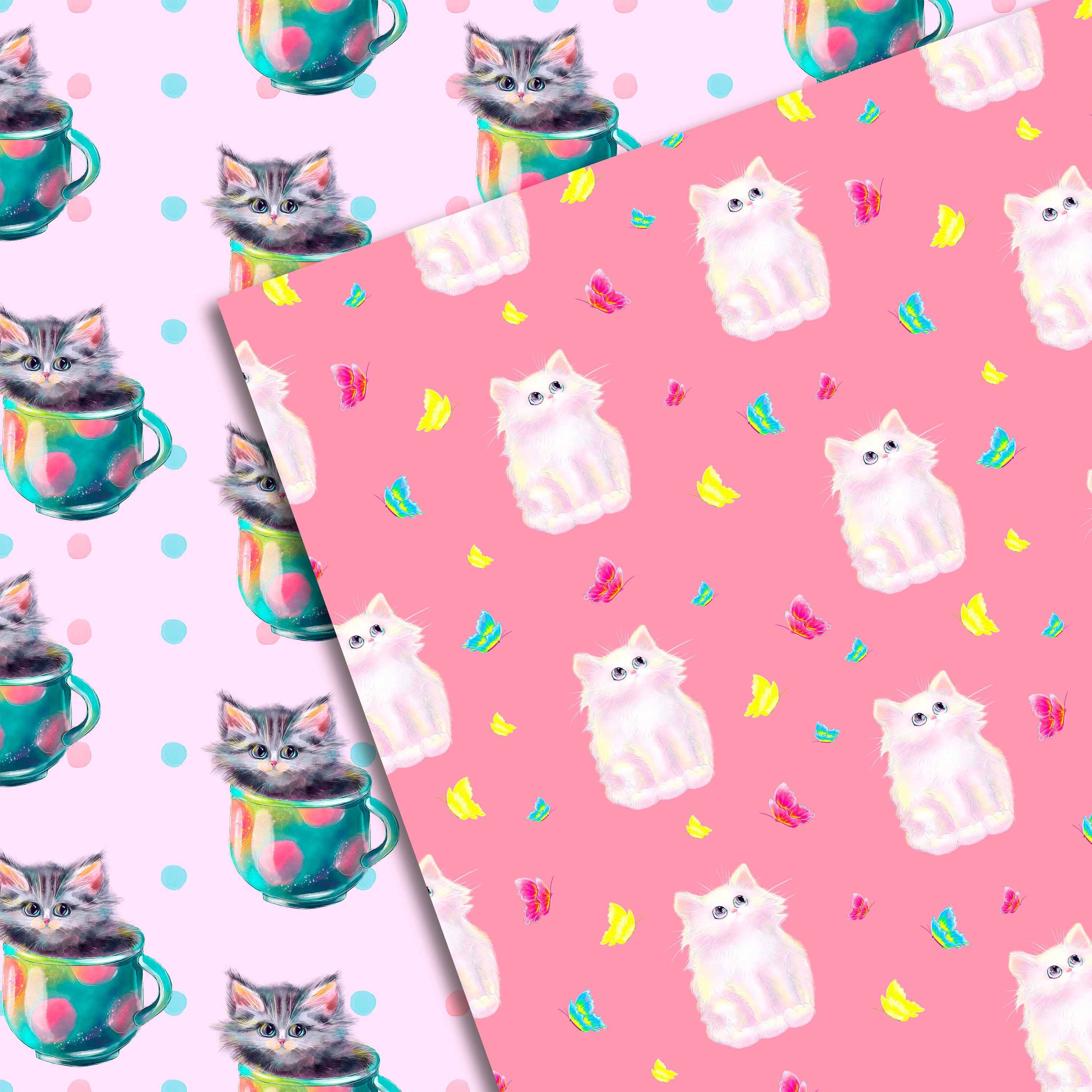 Cute Kittens Digital Paper Pack, Scrapbook Papers, Cat Scrapbook, Pet ...