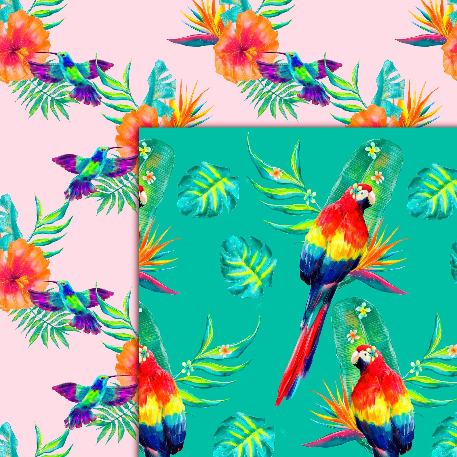 Tropical Digital Paper Pack, Scrapbook Papers, Digital Download ...