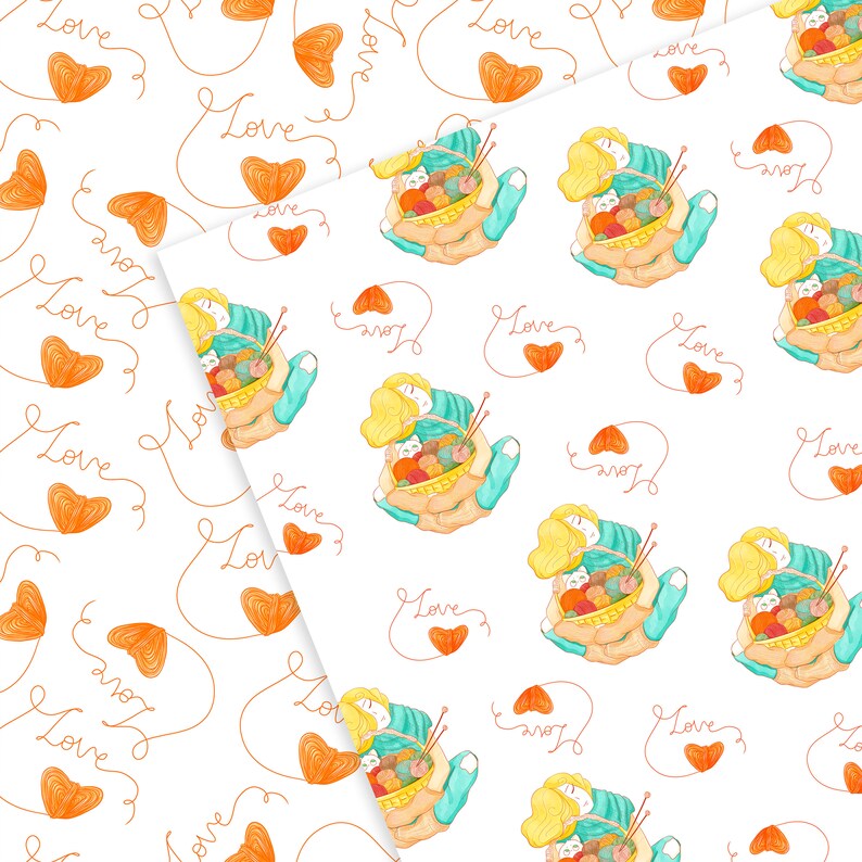 Cute Knit Lover Digital Papers, Knitting Collage, Seamless Patterns ...