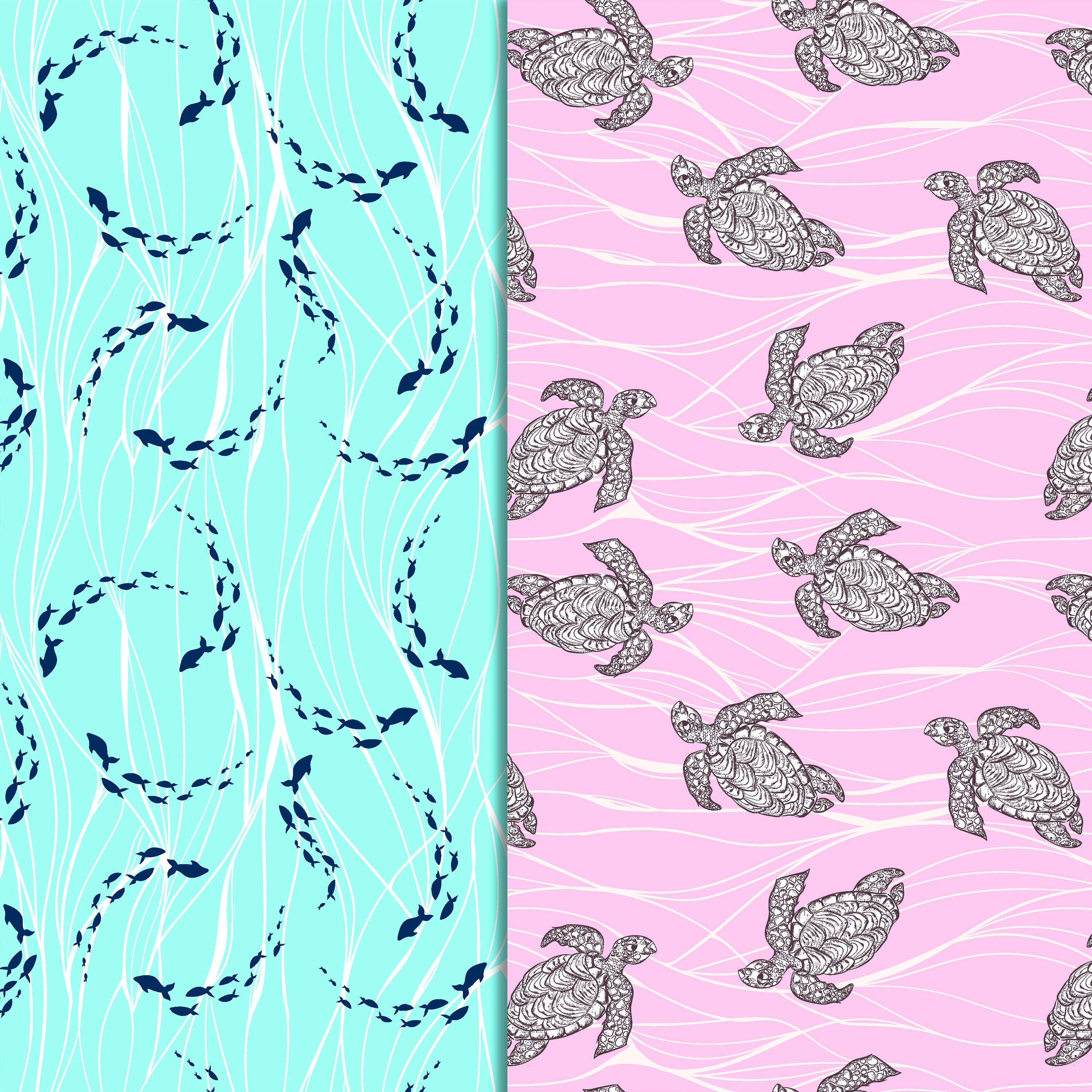 Mint Ocean Digital Paper Pack Sea Animals Papers Jellyfish Turtle ...