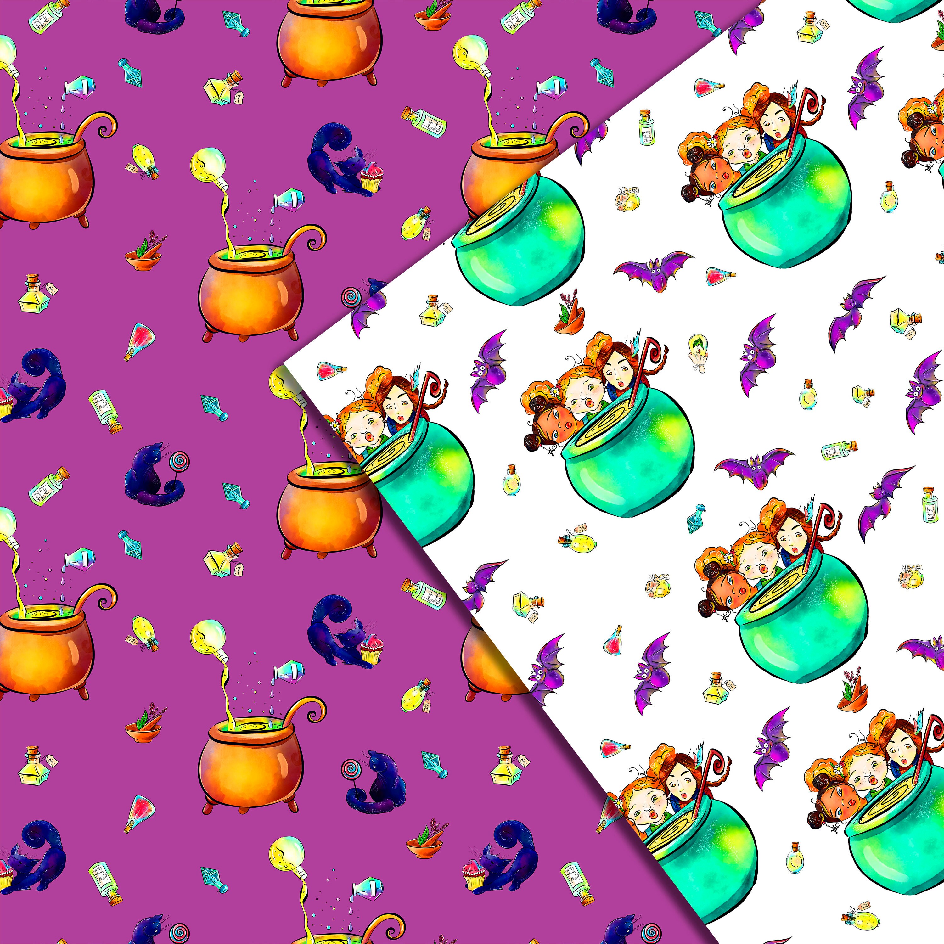 Witchcraft Digital Paper Pack Files, Witches Scrapbook Craft, Witch ...