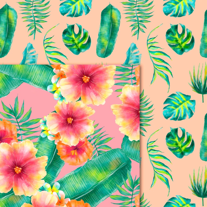 Tropical Digital Paper Pack, Scrapbook Papers, Digital Download ...