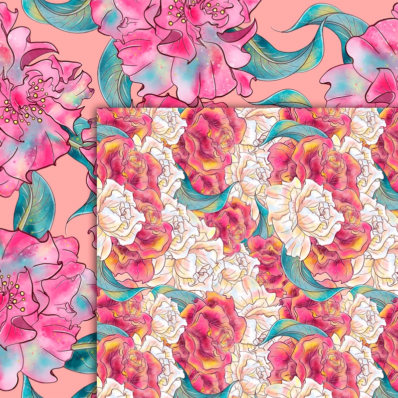 Flower Digital Paper Pack, Scrapbook Papers, Scrapbook Kit, Digital ...