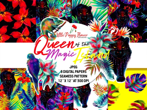 Exotic Digital Paper Pack Summer Tropical Floral Watercolor | Etsy