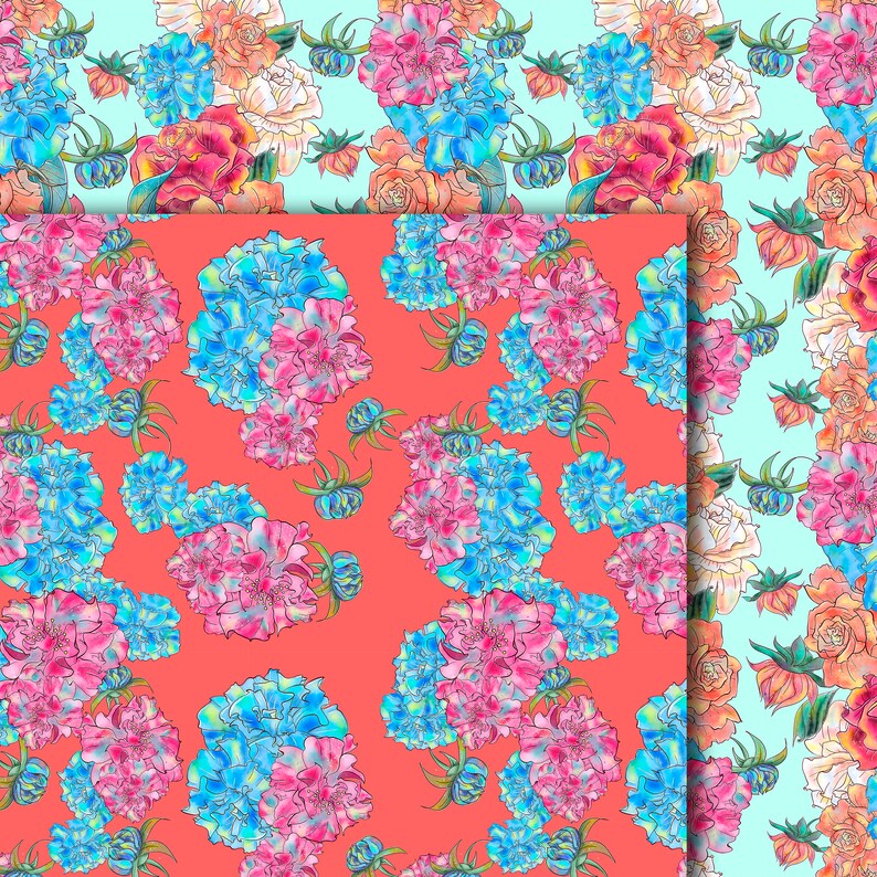 Flower Digital Paper Pack, Scrapbook Papers, Scrapbook Kit, Digital ...