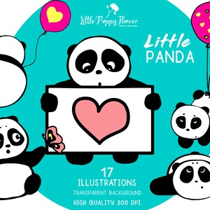 Panda digital Clipart Cute panda stickers Instant Download | Etsy