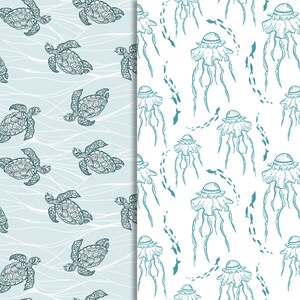 Watercolor Ocean Life Digital Paper Pack Sea Animals Instant Set ...