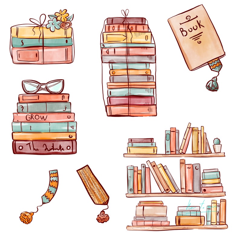 Booklover Clip Art Bookworm Reading Girl Clipart Cozy Home - Etsy