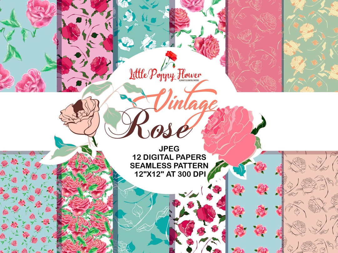 Vintage Floral Digital Paper Pack, Scrapbooking, Scrapbook Kit ...