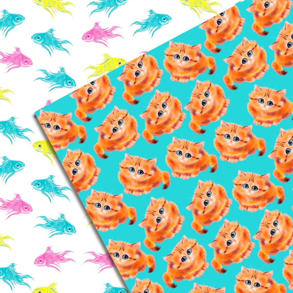 Cute Kittens Digital Paper Pack, Scrapbook Papers, Cat Scrapbook, Pet ...