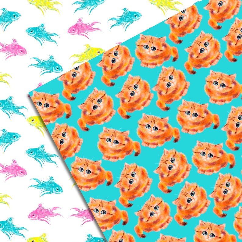 Cute Kittens Digital Paper Pack, Scrapbook Papers, Cat Scrapbook, Pet ...