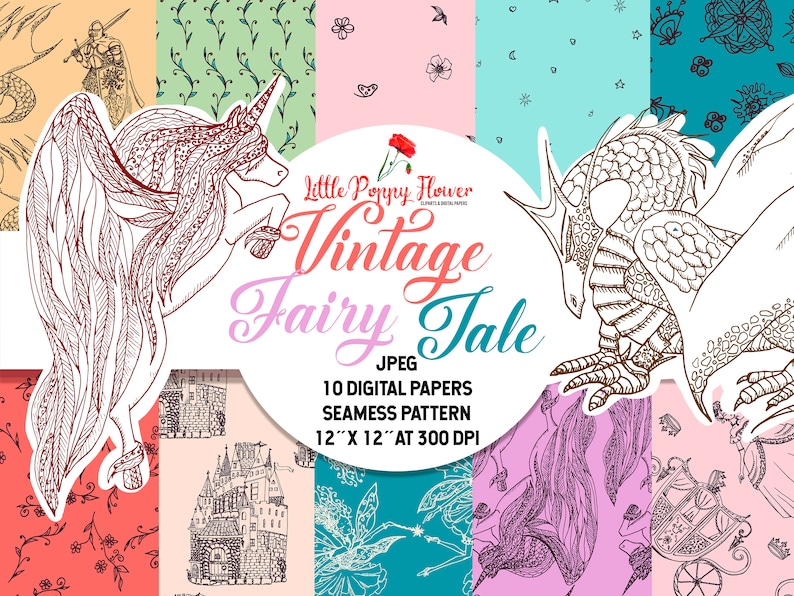 Fairy Tale Digital Paper Pack, Scrapbook Papers, Digital Download ...