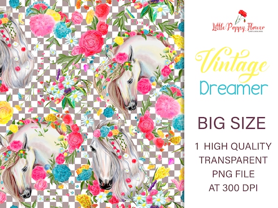 Vintage Dreamer Horse digital paper Scrapbook summer papers | Etsy