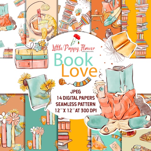 Booklover Clip Art Bookworm Reading Girl Clipart Cozy Home - Etsy