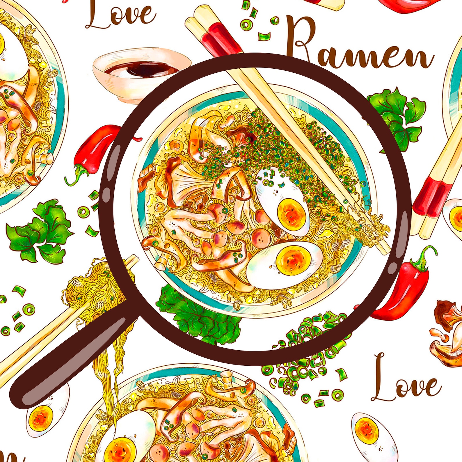 Japanese Noodle Digital Paper Pack, Asian Food Scrapbook Kit, Digital ...