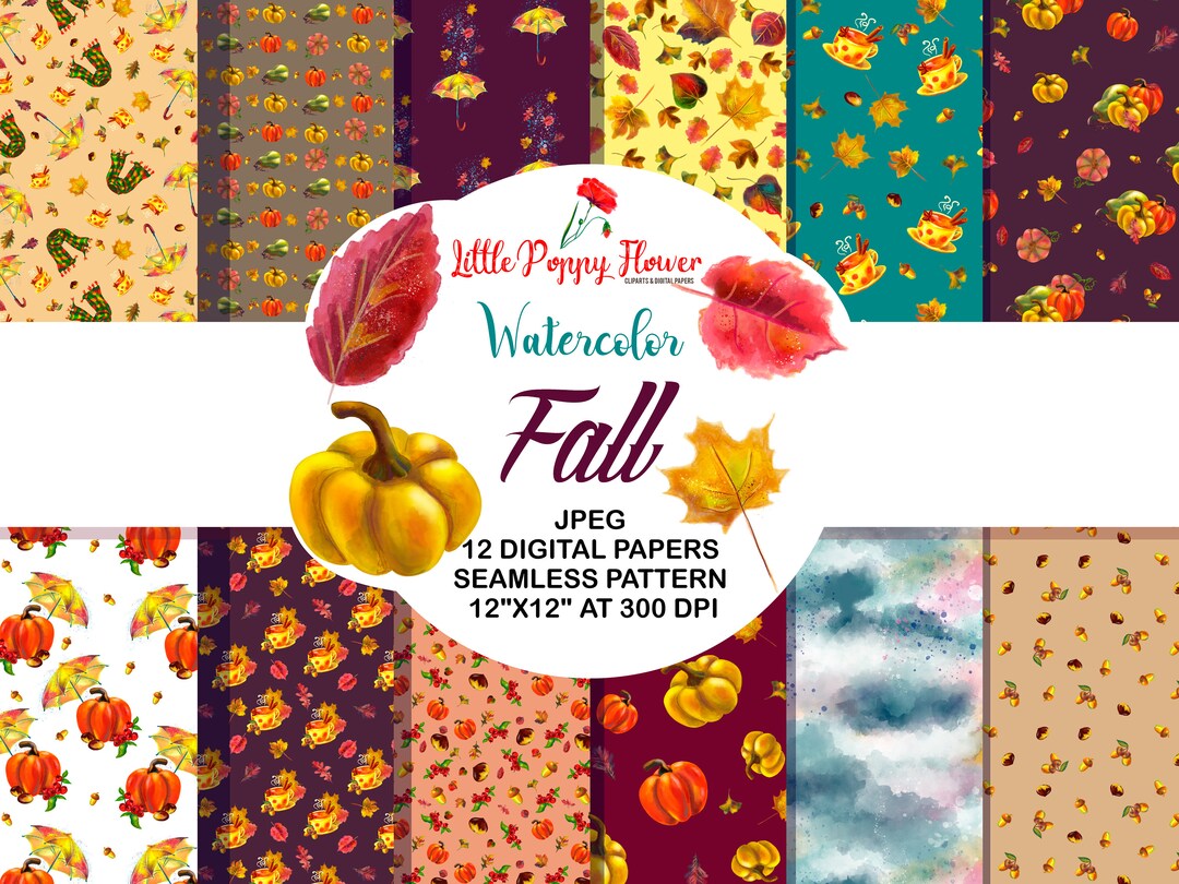 Fall Digital Paper, Autumn Patterns, Fall Seamless, Forest Creatures ...