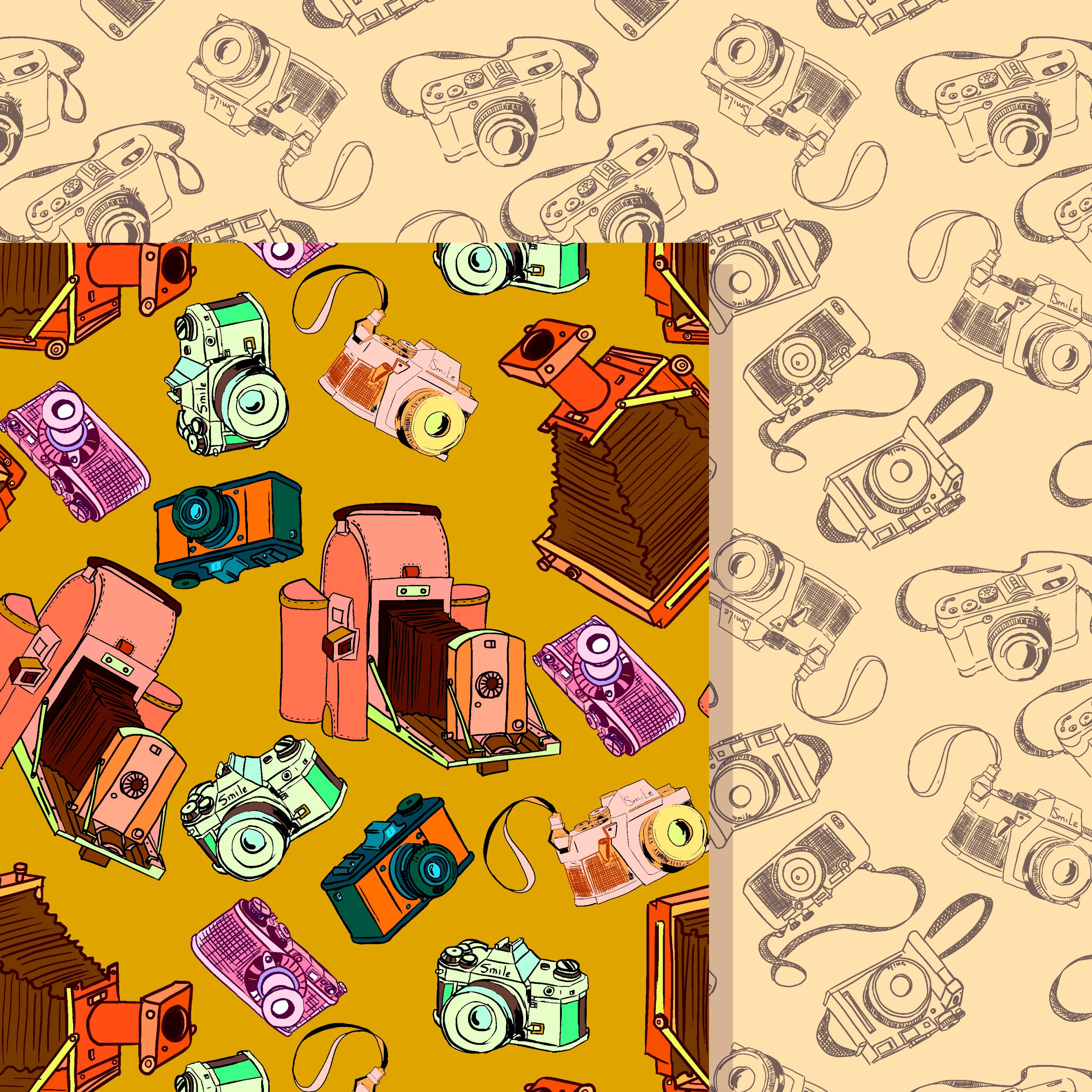 Hand Drawn Cameras Digital Papers, Photocamera, Retro Photo Camera ...