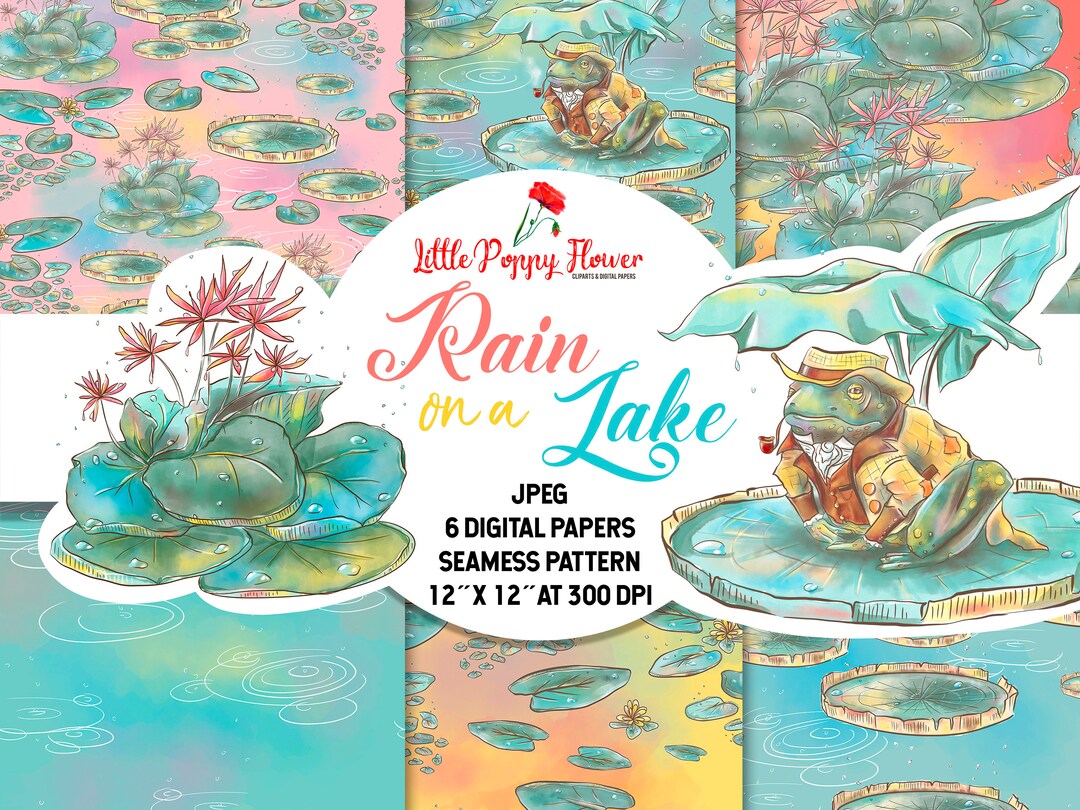 Rain on a Lake Story Digital Paper Pack, Scrapbook Papers, Scrapbooking ...