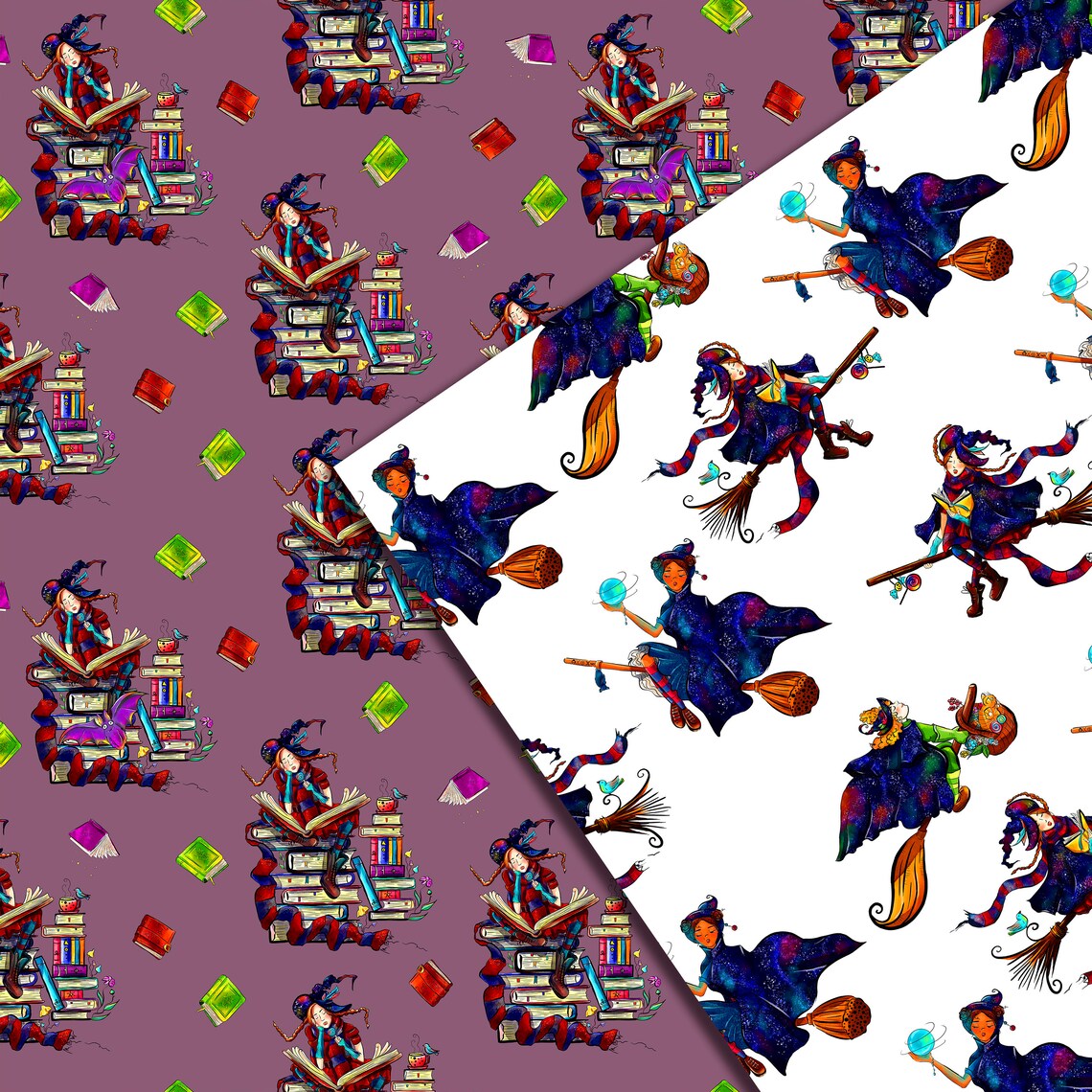 Witchcraft Digital Paper Pack Files, Witches Scrapbook Craft, Witch ...