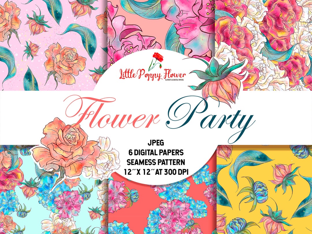 Flower Digital Paper Pack, Scrapbook Papers, Scrapbook Kit, Digital ...