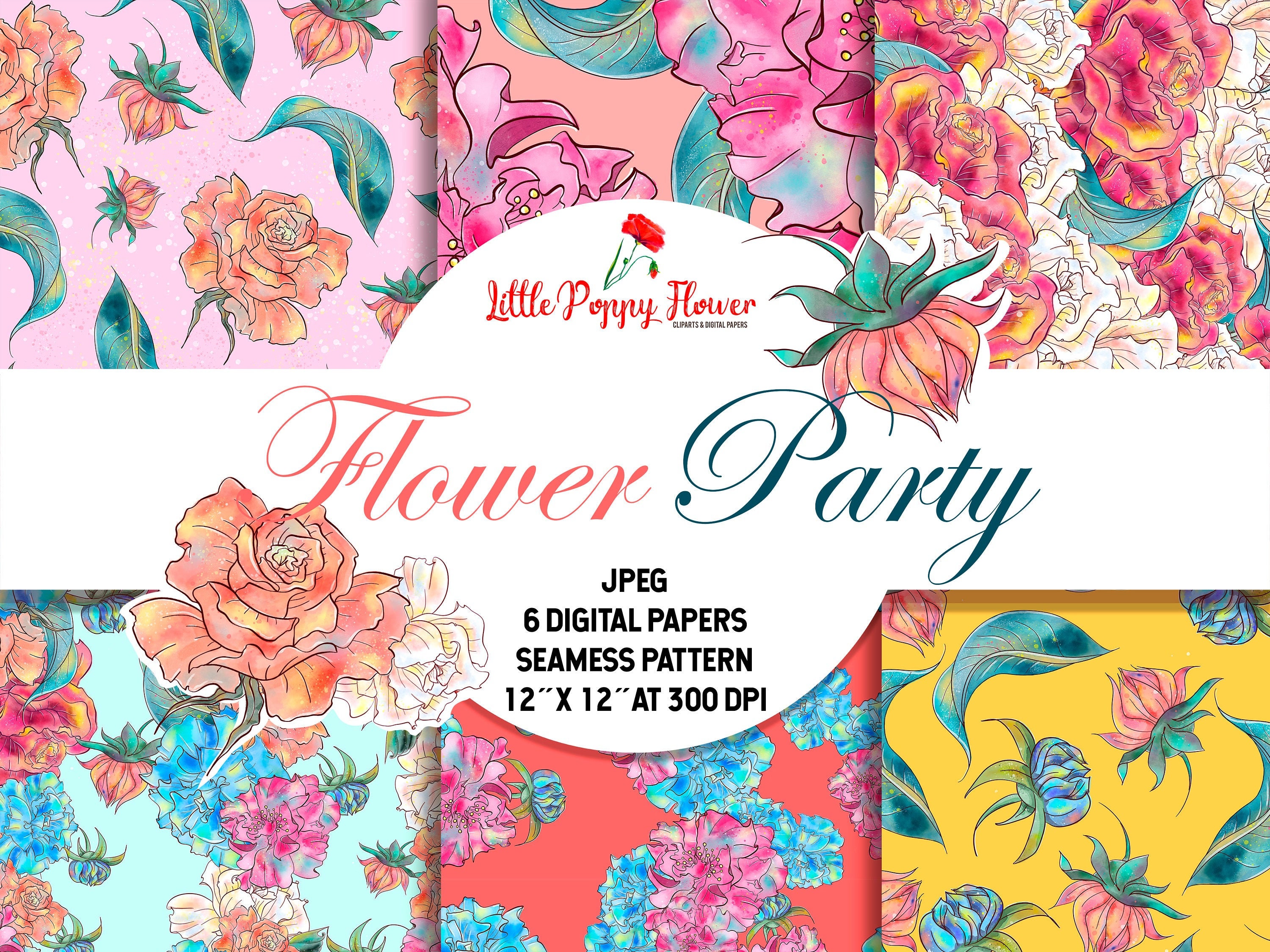 Flower Digital Paper Pack Scrapbook Papers Scrapbook Kit - Etsy