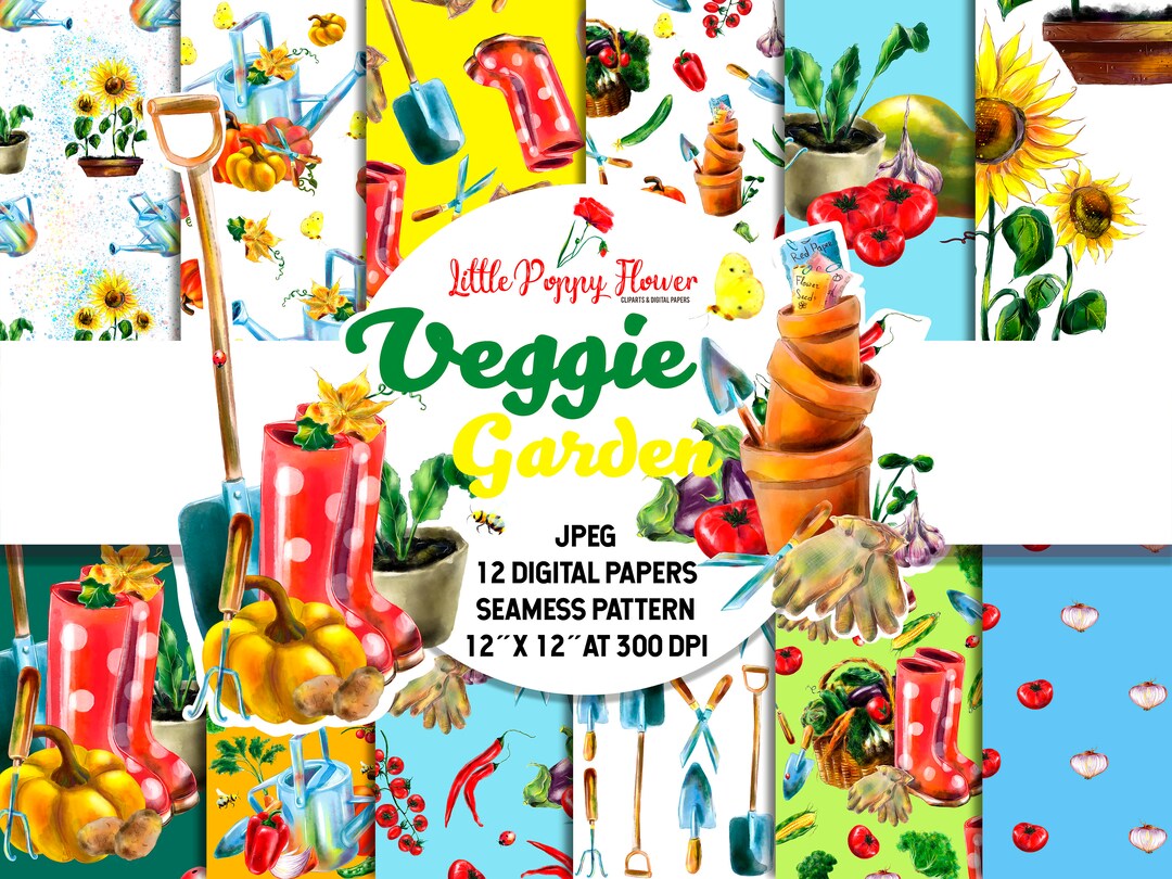 Fall Garden Digital Paper Pack, Autumn Scrapbook Papers, Thanksgiving ...