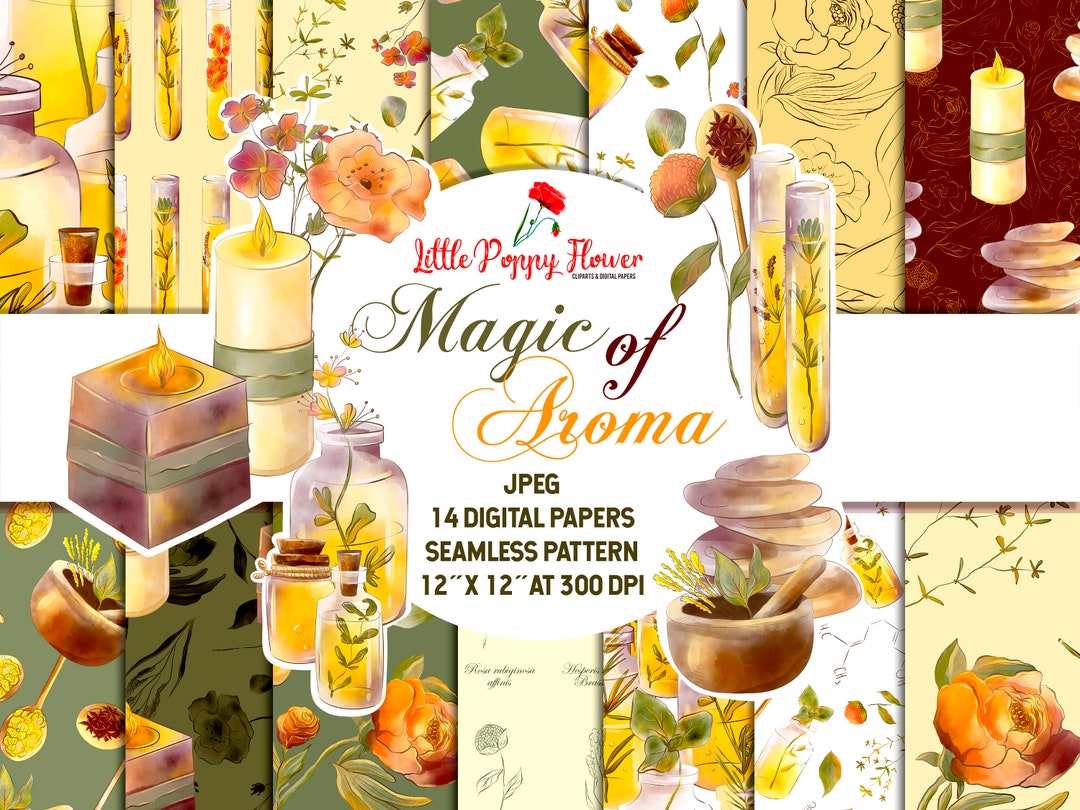 Aromatherapy Digital Paper Pack, Spa Printable, Candles Pattern ...